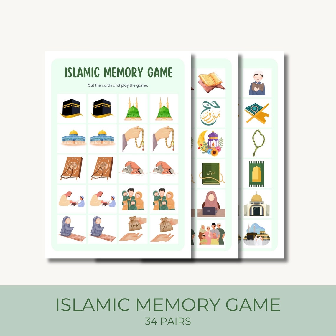 Islamic Activity Memory Game, Toddler Activity Islam, Islamic ...