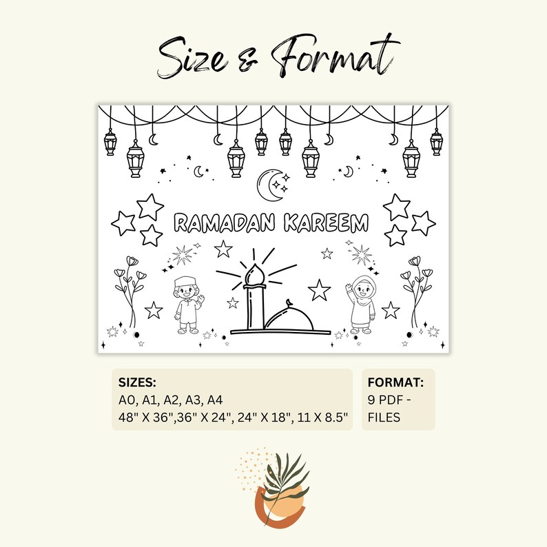 Ramadan Kareem Coloring Poster, Ramadan Coloring Kids, Printable ...