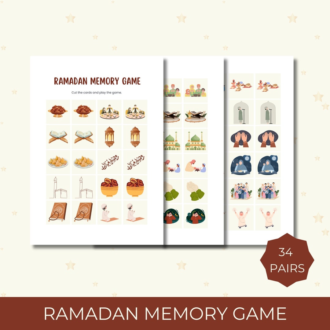 Ramadan Islamic Activity Memory Game, Ramadan Kids Activities, Ramadan ...