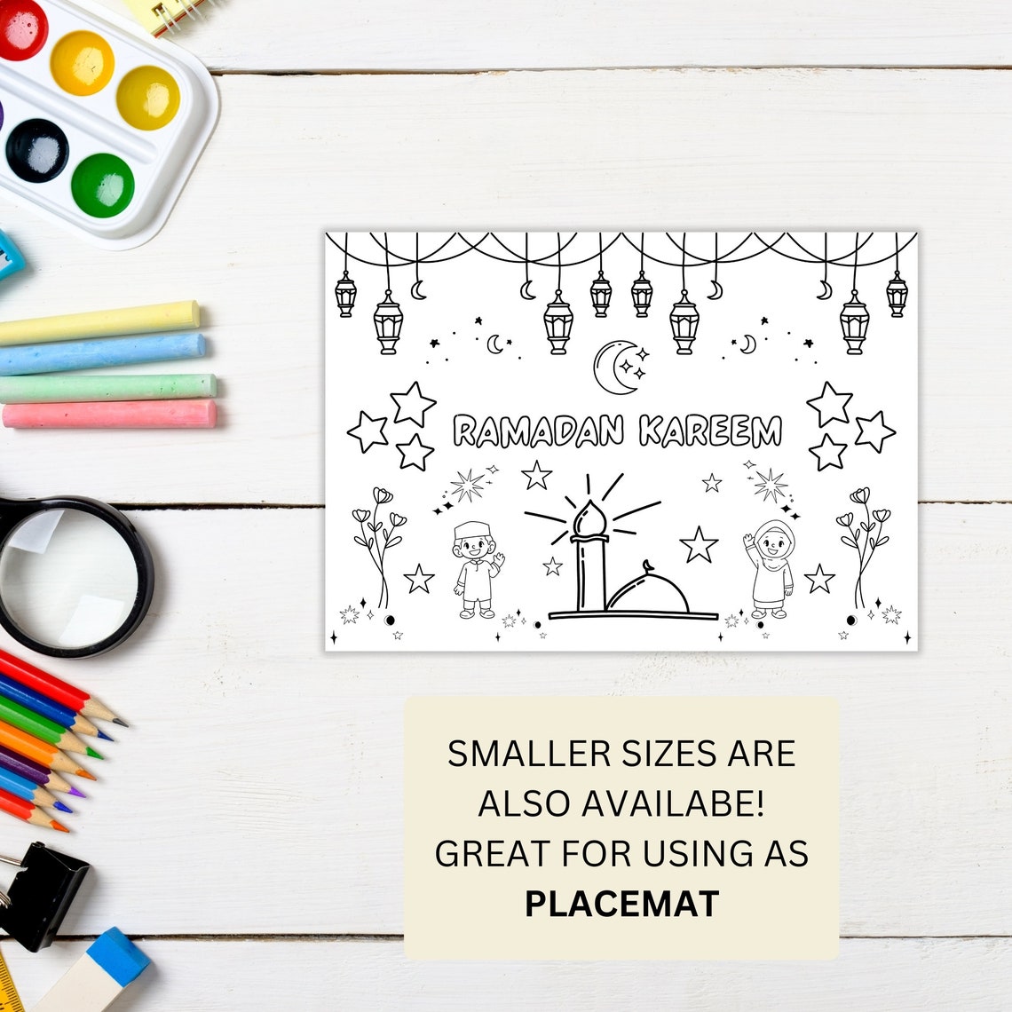 Ramadan Kareem Coloring Poster, Ramadan Coloring Kids, Printable ...