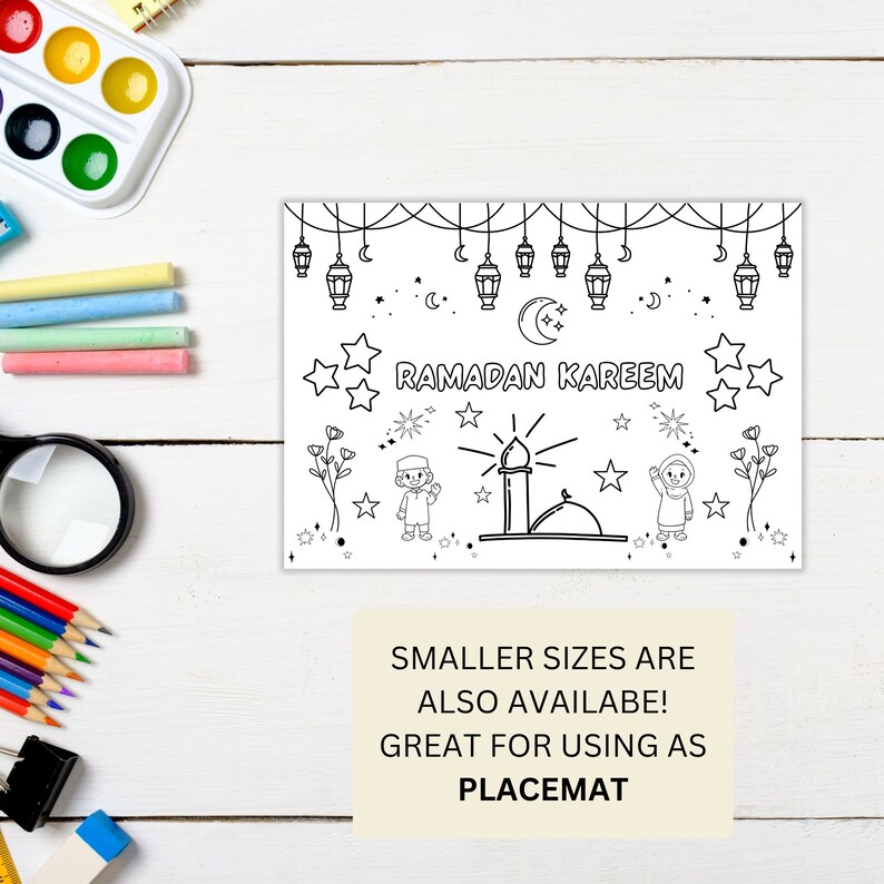 Ramadan Kareem Coloring Poster, Ramadan Coloring Kids, Printable ...