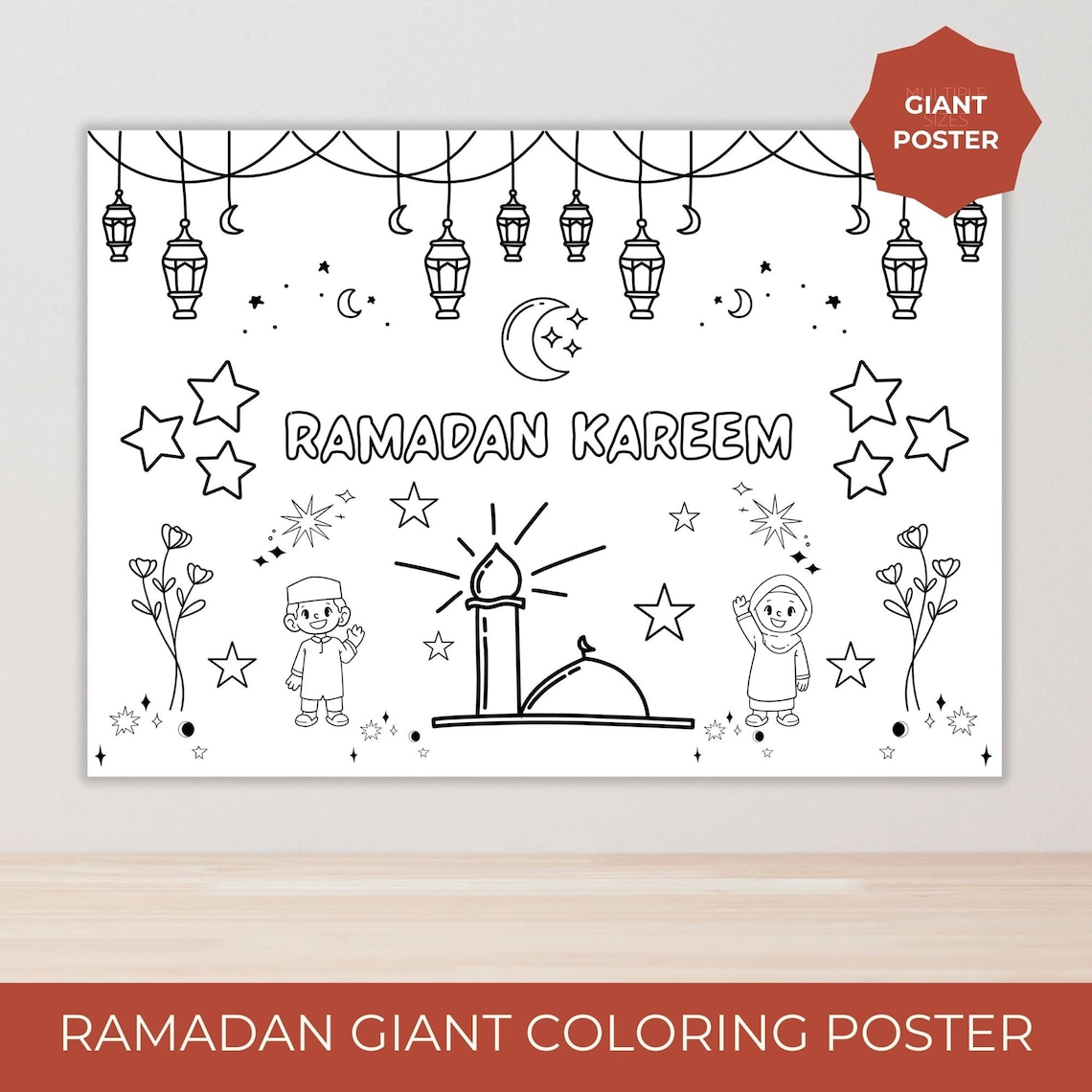 Ramadan Kareem Coloring Poster, Ramadan Coloring Kids, Printable ...