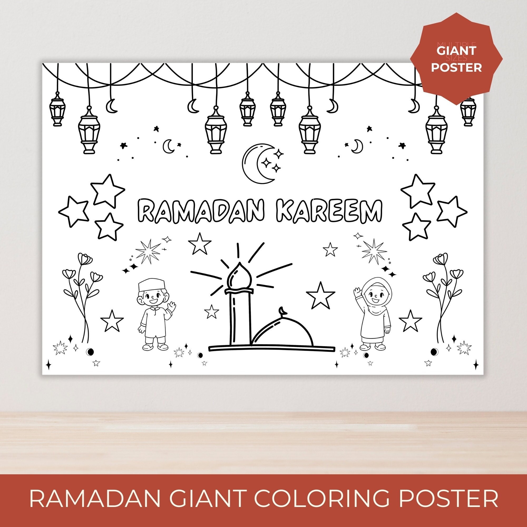 Ramadan Kareem Coloring Poster, Ramadan Coloring Kids, Printable ...