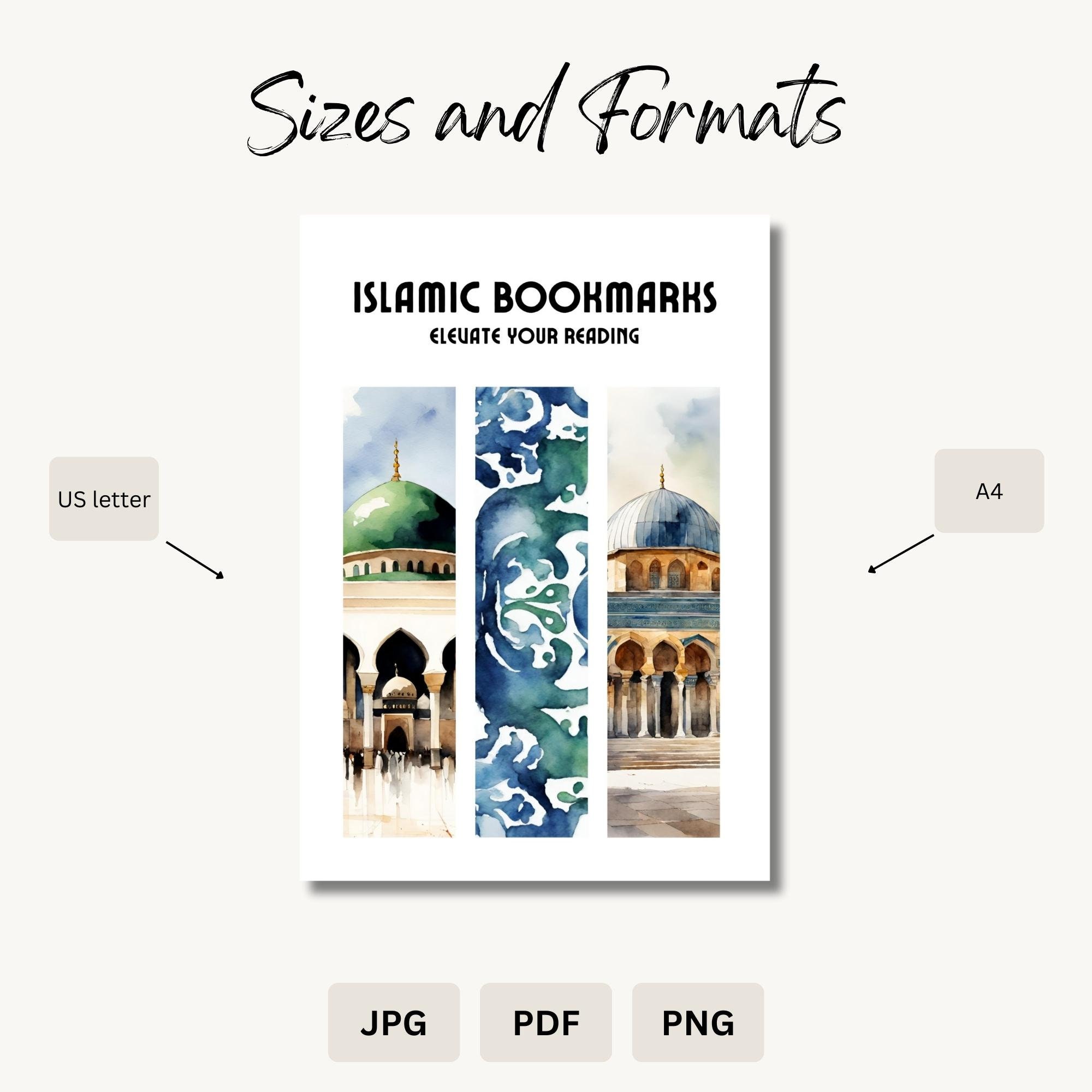 Islamic Bookmarks, Quranic Bookmark, Oriental Pattern Watercolor, Al ...