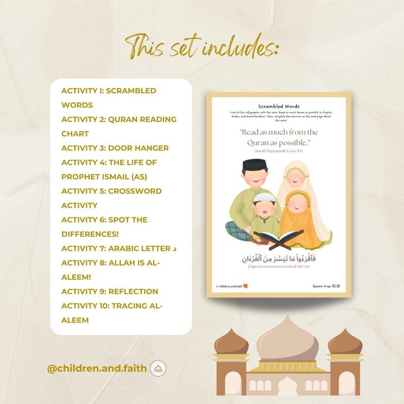 Fun Islamic Activity Sheets for Kids,25 Prophets,asma Ul Husna ...