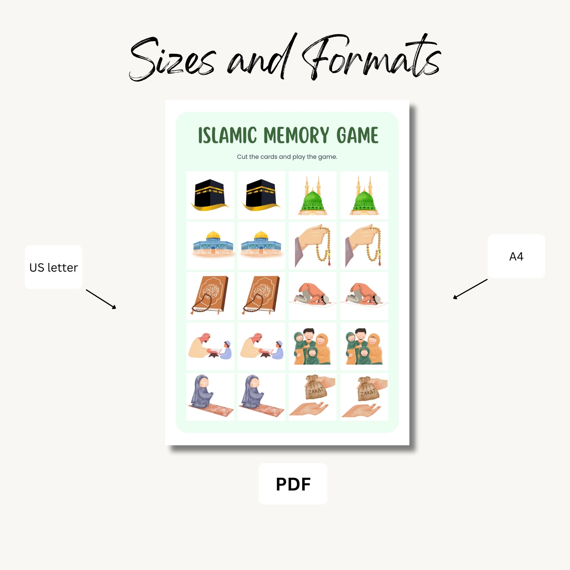 Islamic Activity Memory Game, Toddler Activity Islam, Islamic ...