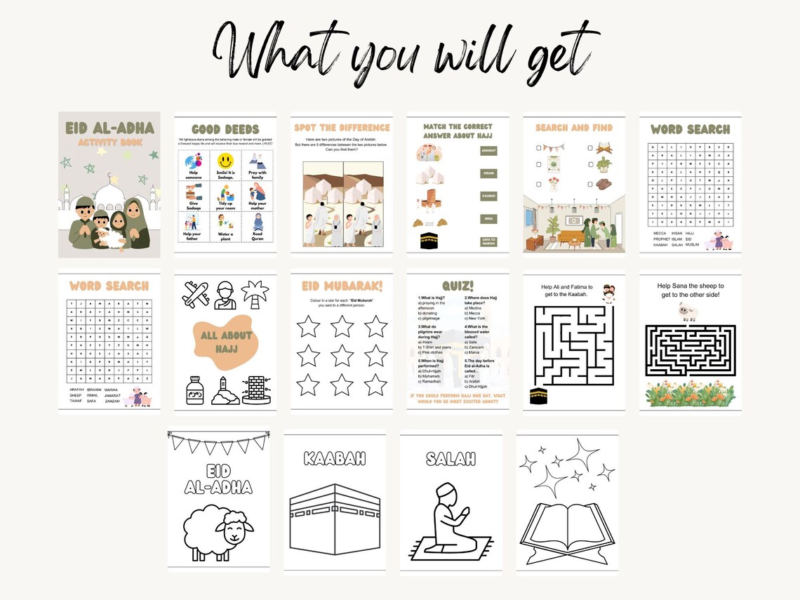 Eid Al Adha Activity Book for Children, Printable, Hajj Kids, Eid Al ...