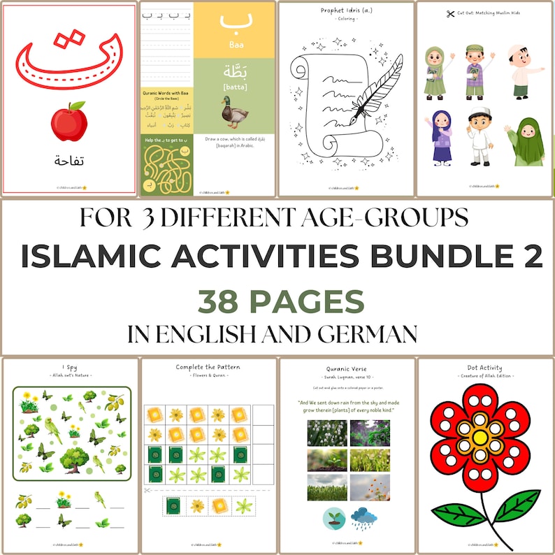 Bundle Islamic Activities Kids, Prophets of Islam, Learn Arabic, Arabic ...