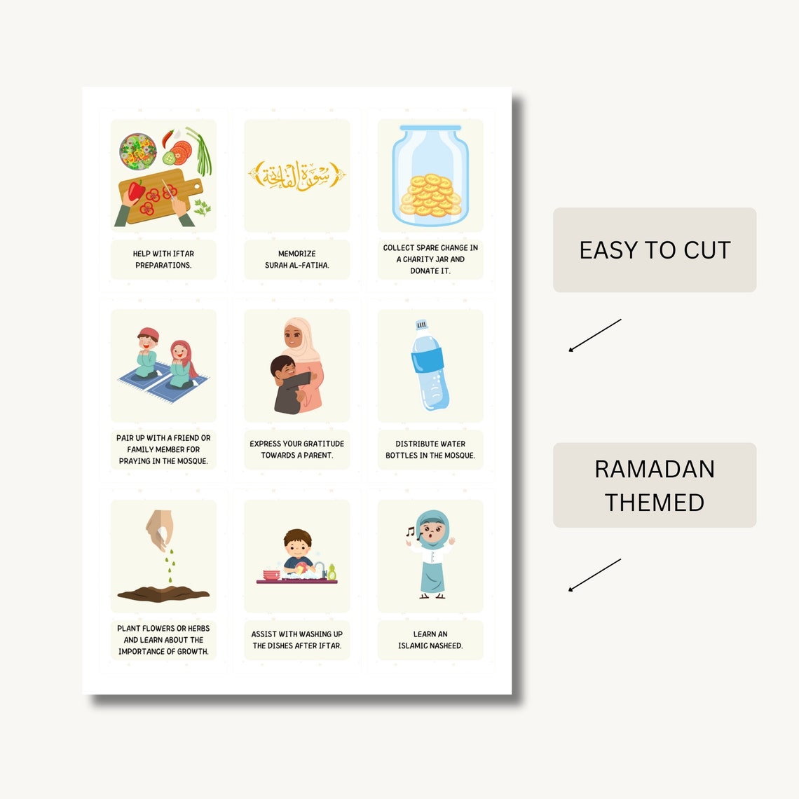 50 Ramadan Good Deeds Cards,ramadan Islamic Game,ramadan Kids ...