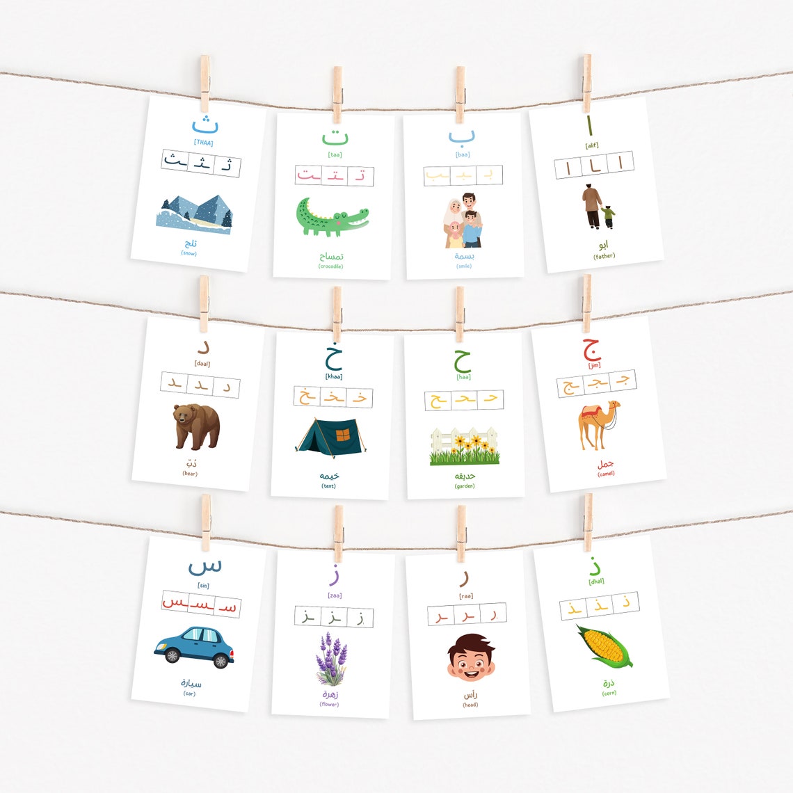 Arabic Letters Flashcards, Arabic Alphabet Flashcards, Arabic Letters ...