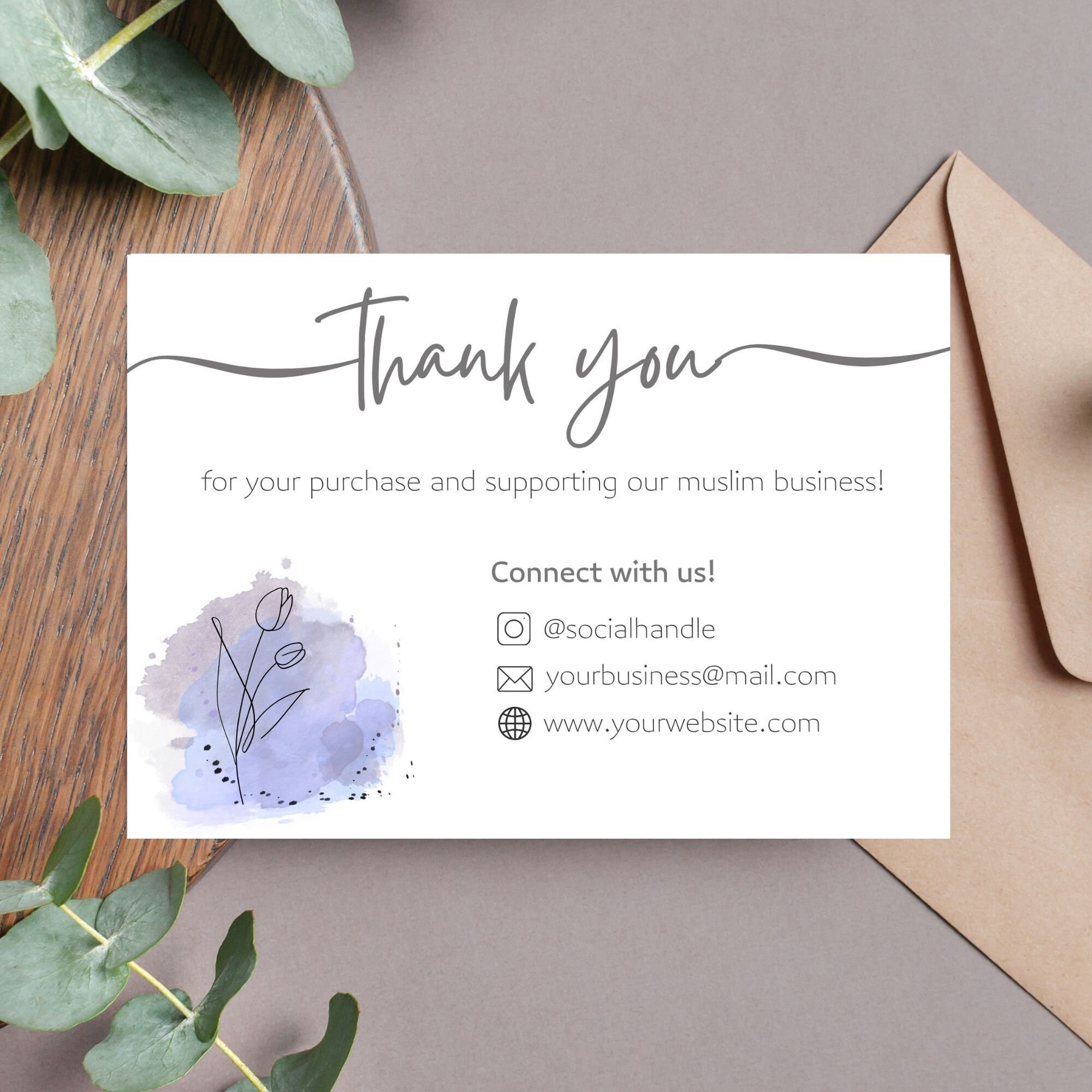 Islamic Printable Thank You Cards for Small Business, Pack of 2 ...