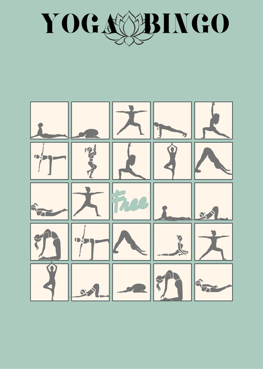 Fun Yoga Bingo With Yoga Poses and Words - Etsy