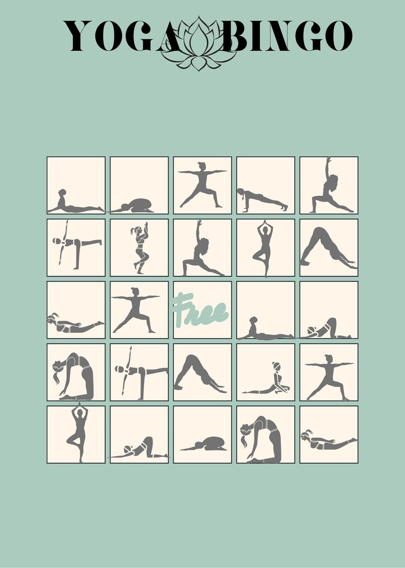 Fun Yoga Bingo With Yoga Poses and Words - Etsy