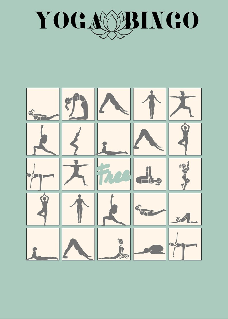 Fun Yoga Bingo With Yoga Poses and Words - Etsy