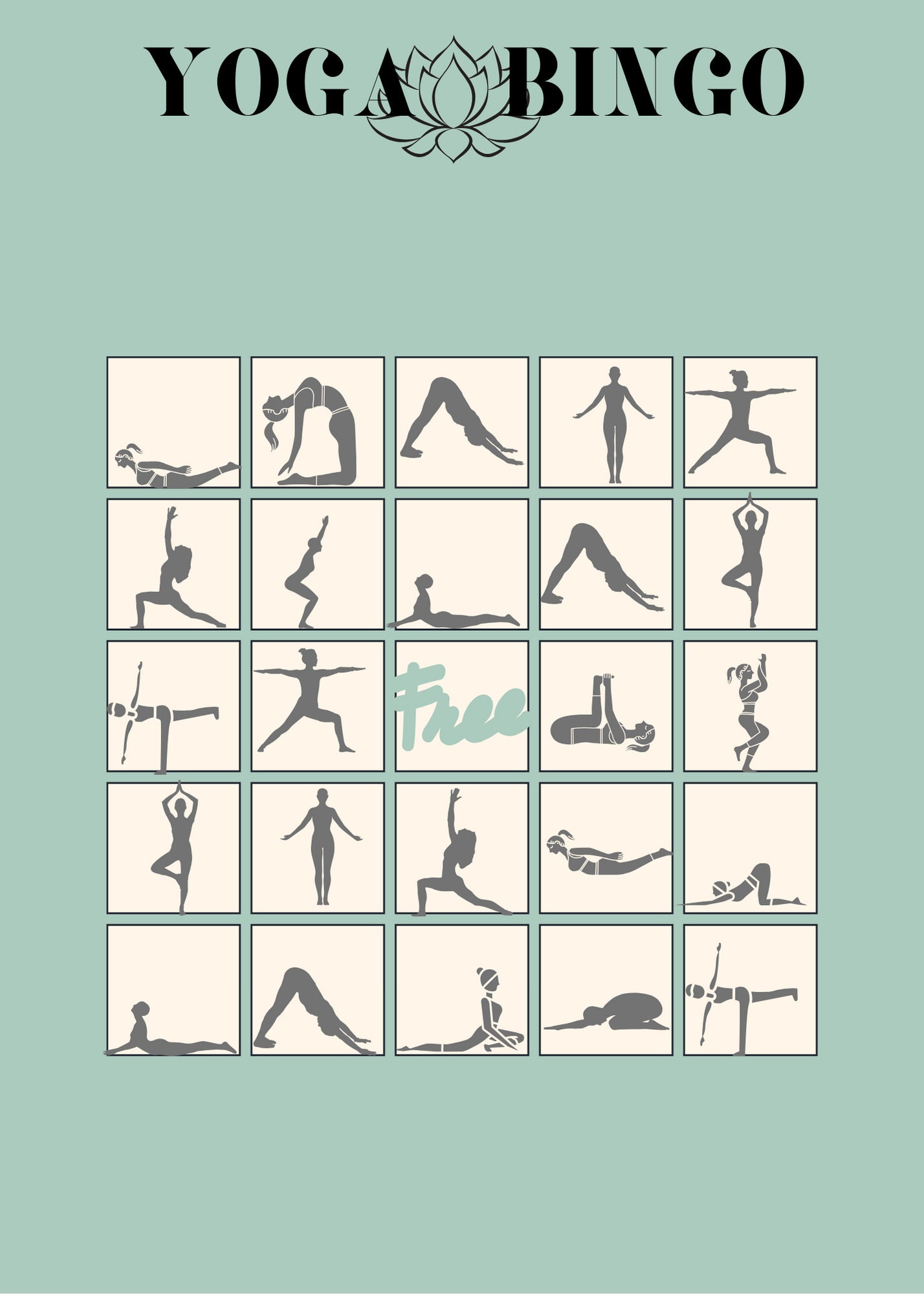 Fun Yoga Bingo With Yoga Poses and Words - Etsy