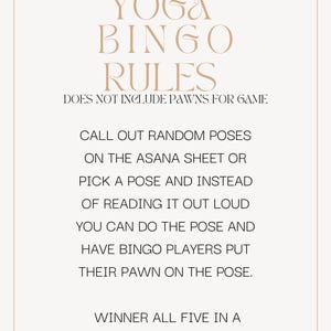 Yoga Bingo Call Out Cards and Asanas - Etsy