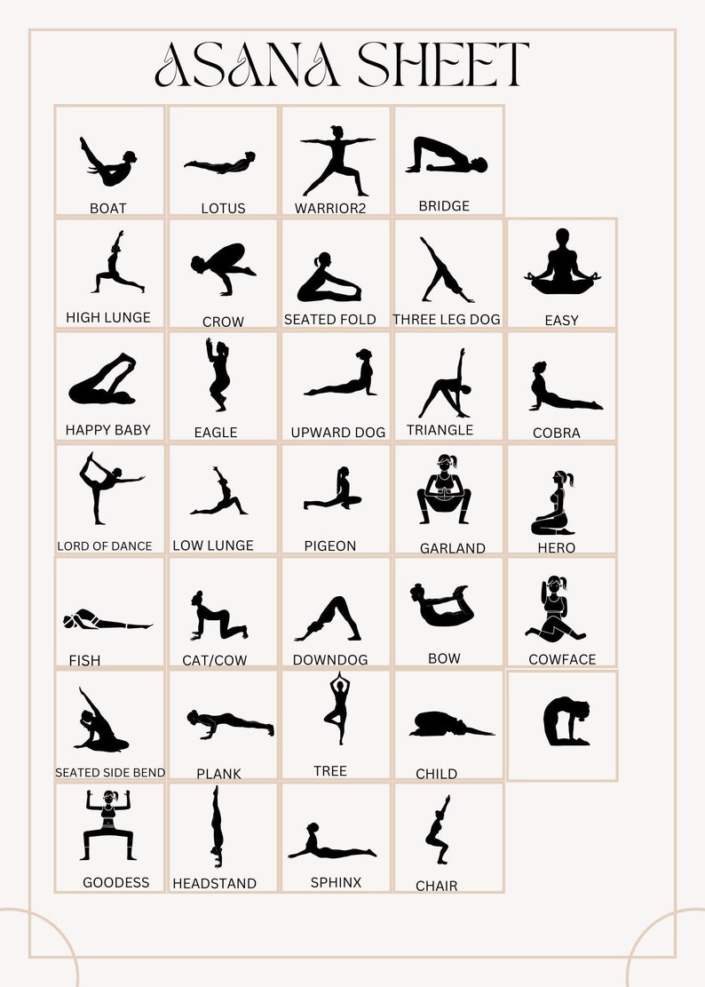 Yoga Bingo Call Out Cards and Asanas - Etsy