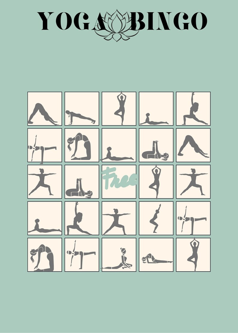Fun Yoga Bingo With Yoga Poses and Words - Etsy