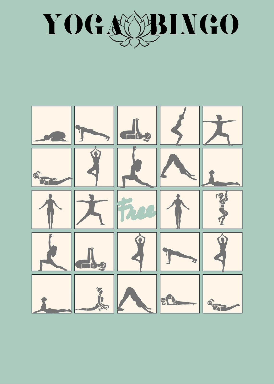 Fun Yoga Bingo With Yoga Poses and Words - Etsy