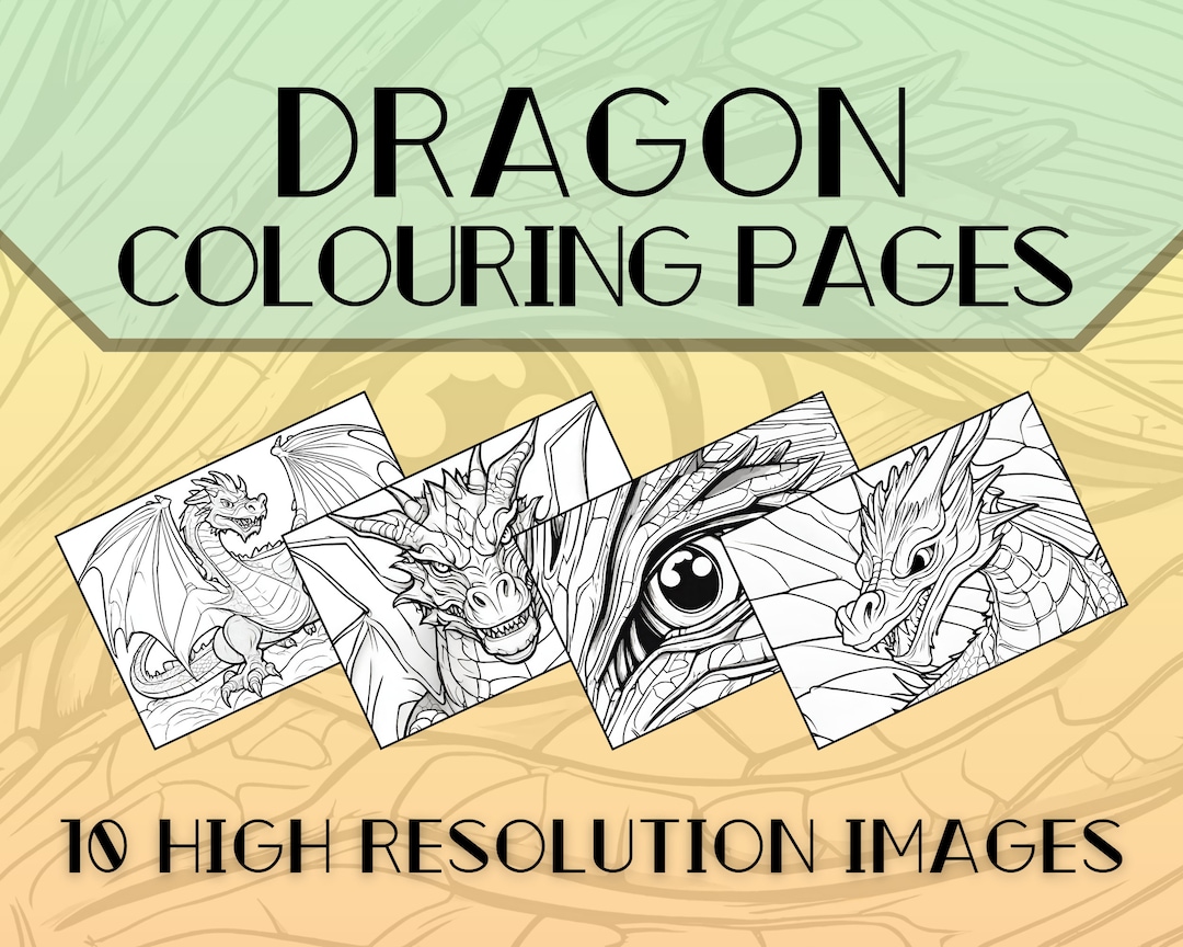 Dragon Colouring Pages for Kids/ Adults, Creative Colouring, Fantasy ...