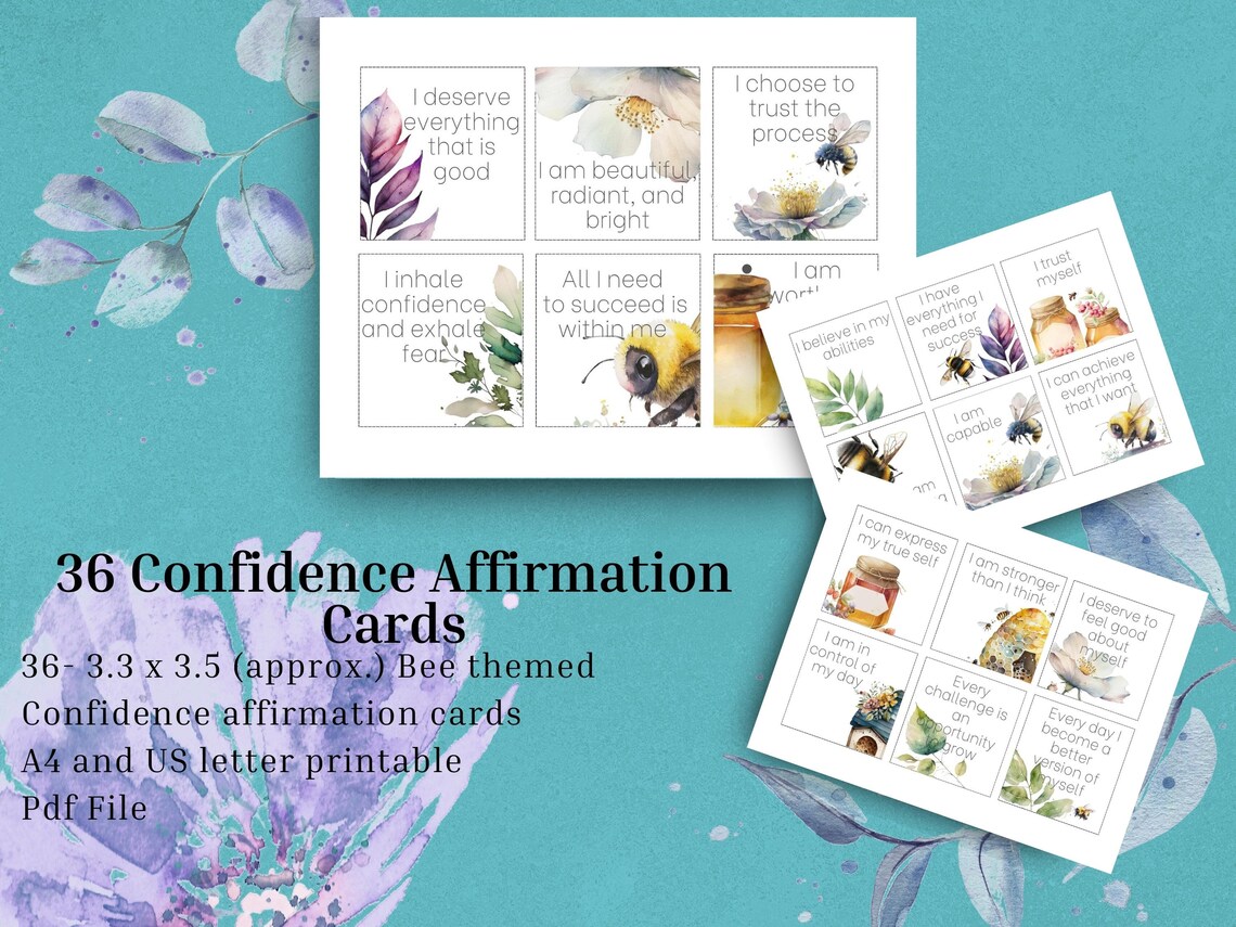36 Honey Comb Bee Themed Confidence Affirmation Cards Self - Etsy