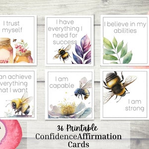 36 Honey Comb Bee Themed Confidence Affirmation Cards, Self Care ...