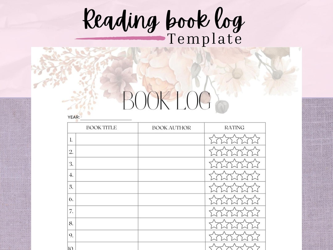 Rustic Flower Book Review Printable Reading Log, Book Title & Author ...