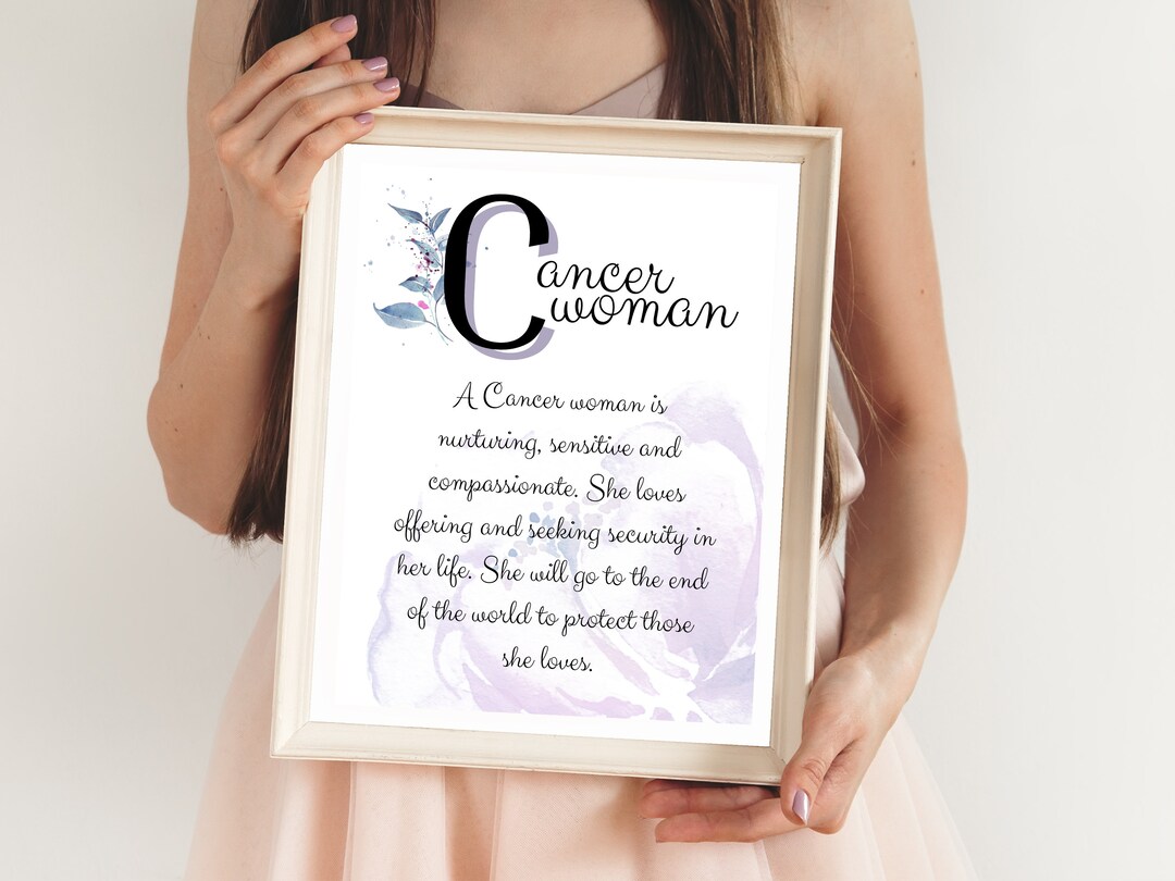 Cancer Woman Personality Digital Wall Art, Astrology Gift Idea, White ...