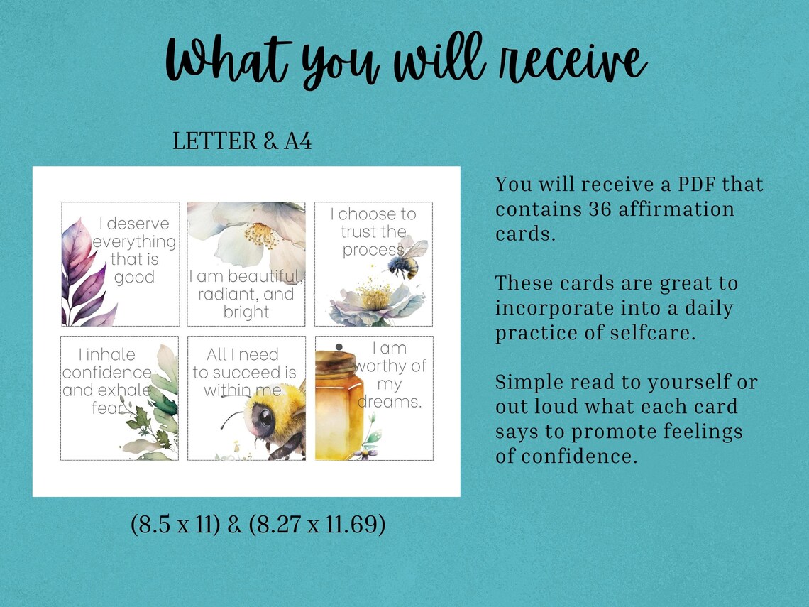 36 Honey Comb Bee Themed Confidence Affirmation Cards Self - Etsy