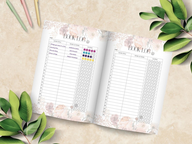 Rustic Flower Book Review Printable Reading Log, Book Title & Author ...