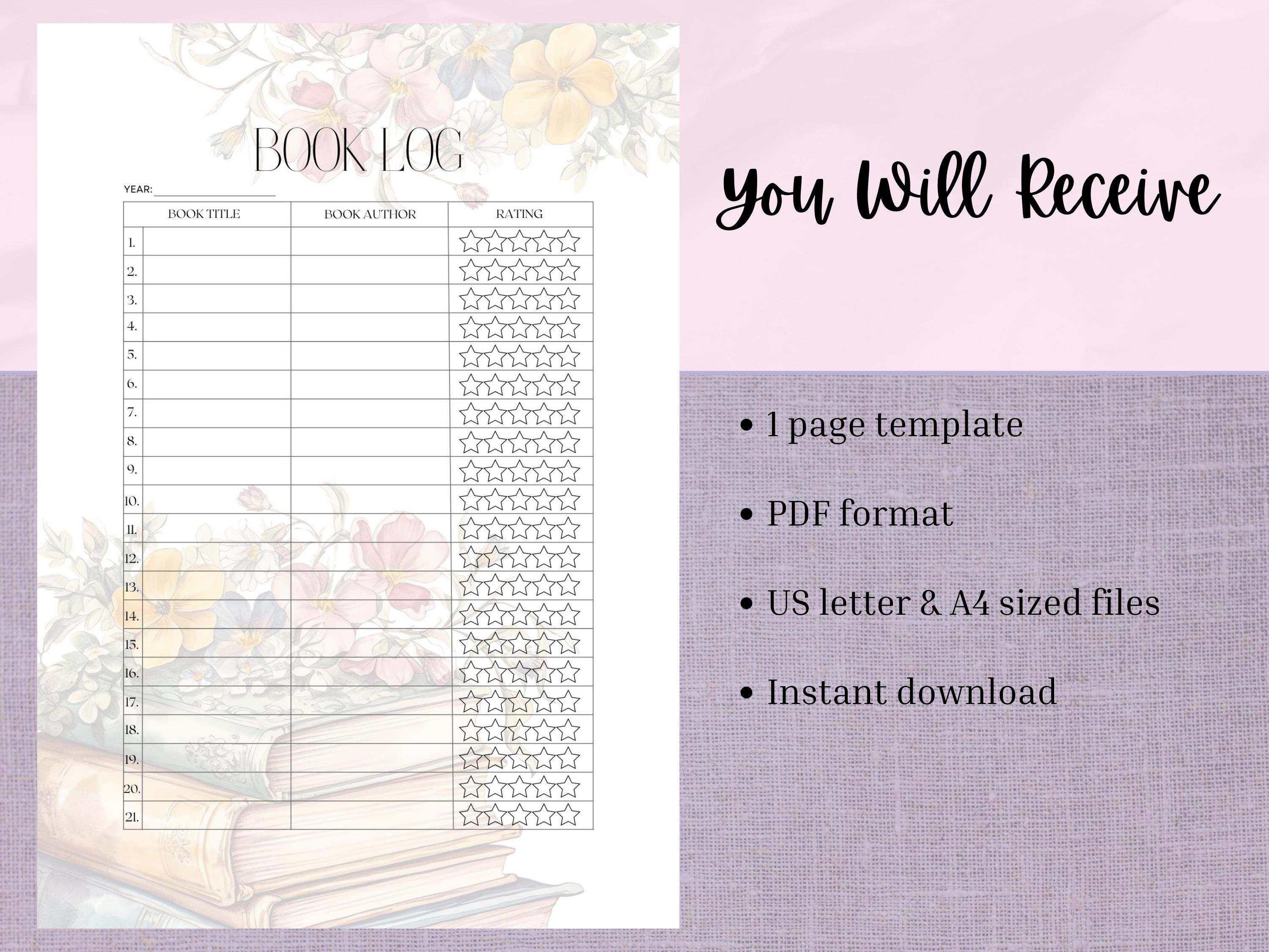 Wild Flower Book Review Printable Reading Log, Book Title & Author ...