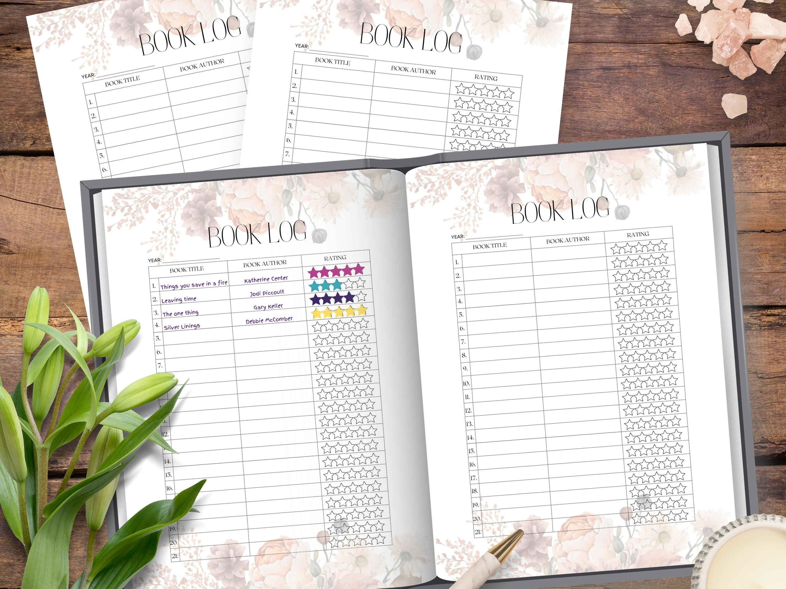 Rustic Flower Book Review Printable Reading Log, Book Title & Author ...