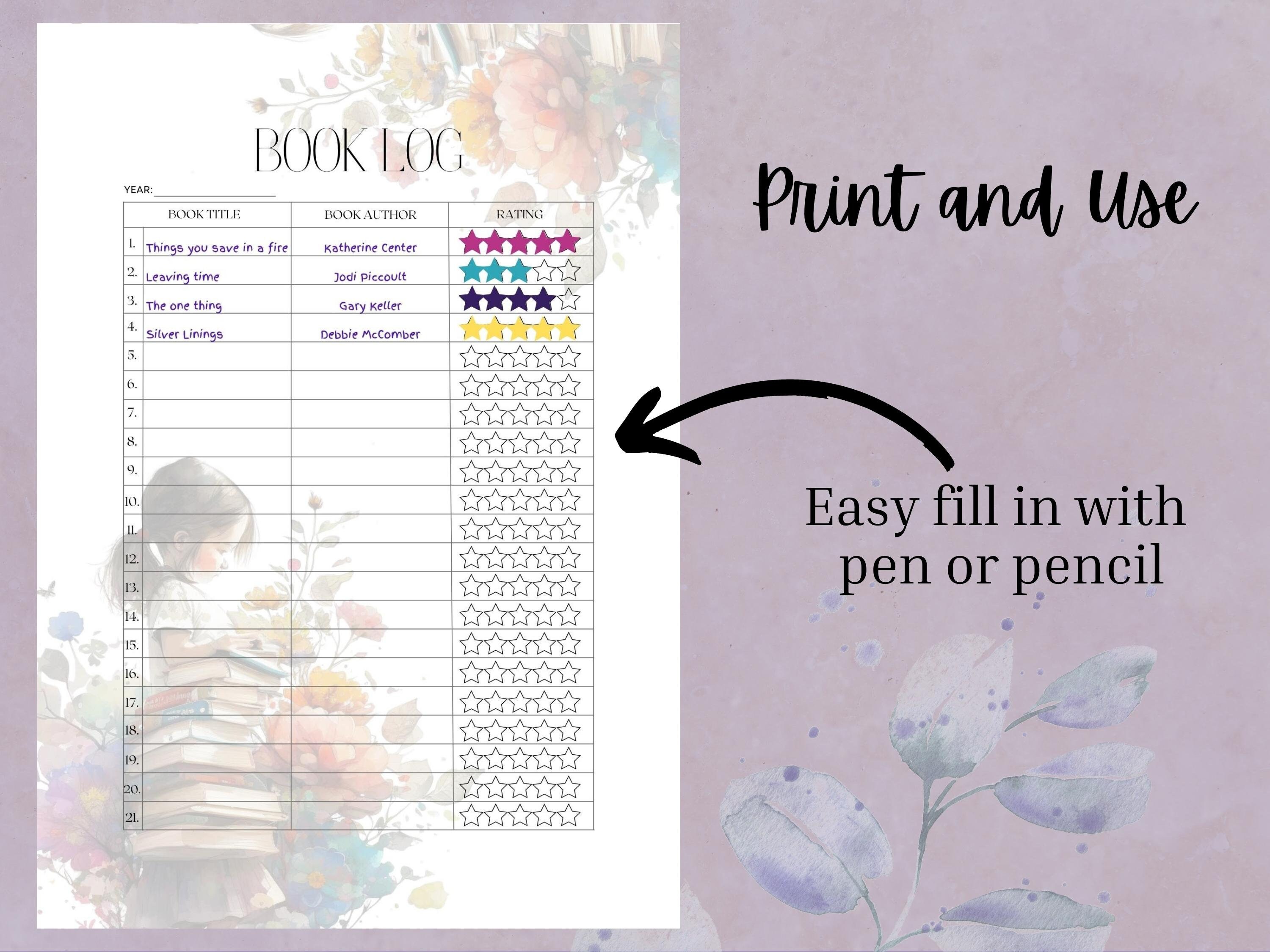 Flower Girl Book Review Printable Reading Log, Book Title & Author ...