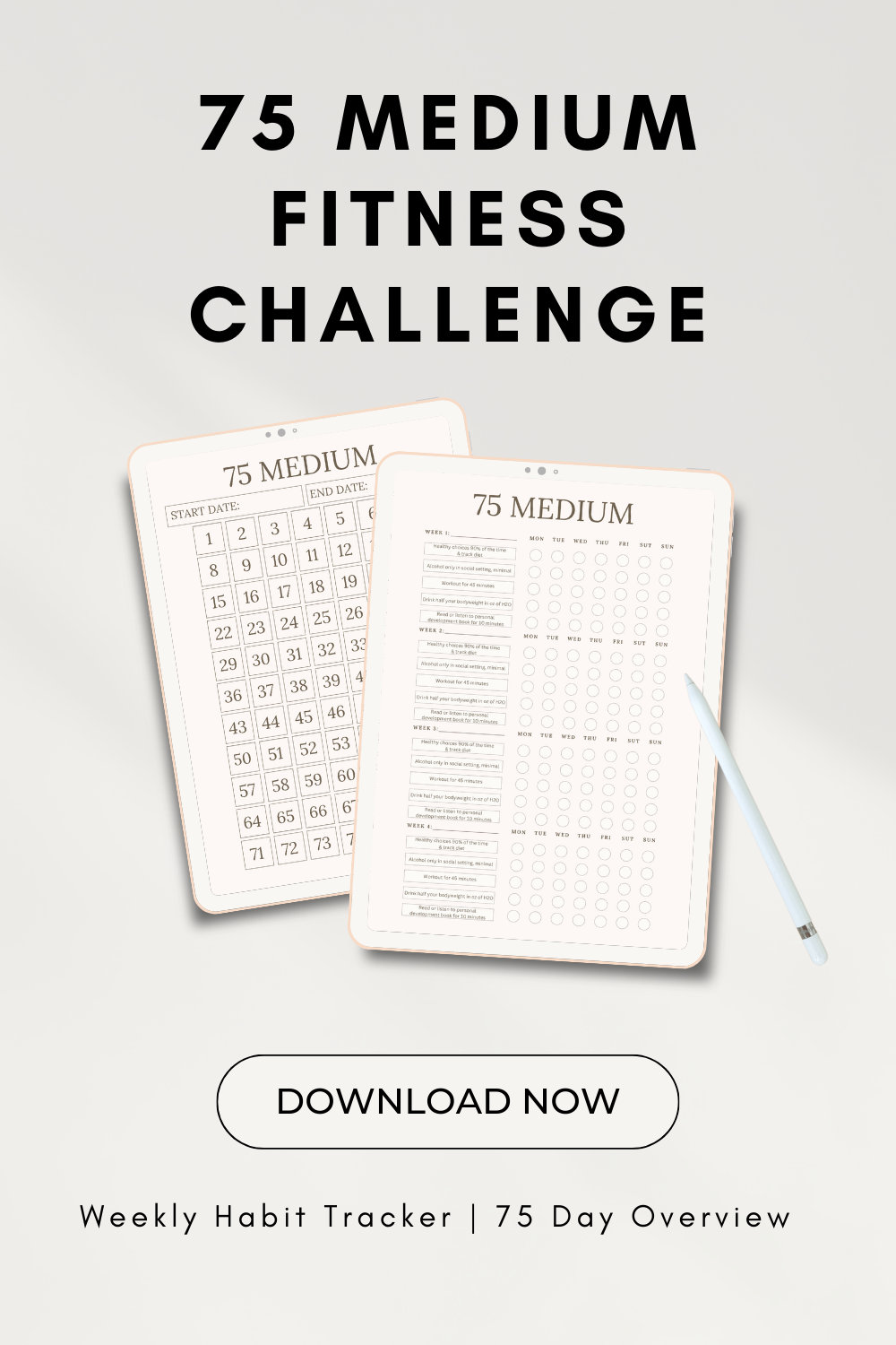 75 Medium Challenge - Pastel Pink - Digital Download PDF & Editable ...