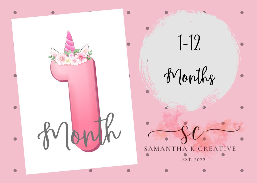Pink Unicorn Baby Monthly Milestone *digital Download* - Etsy