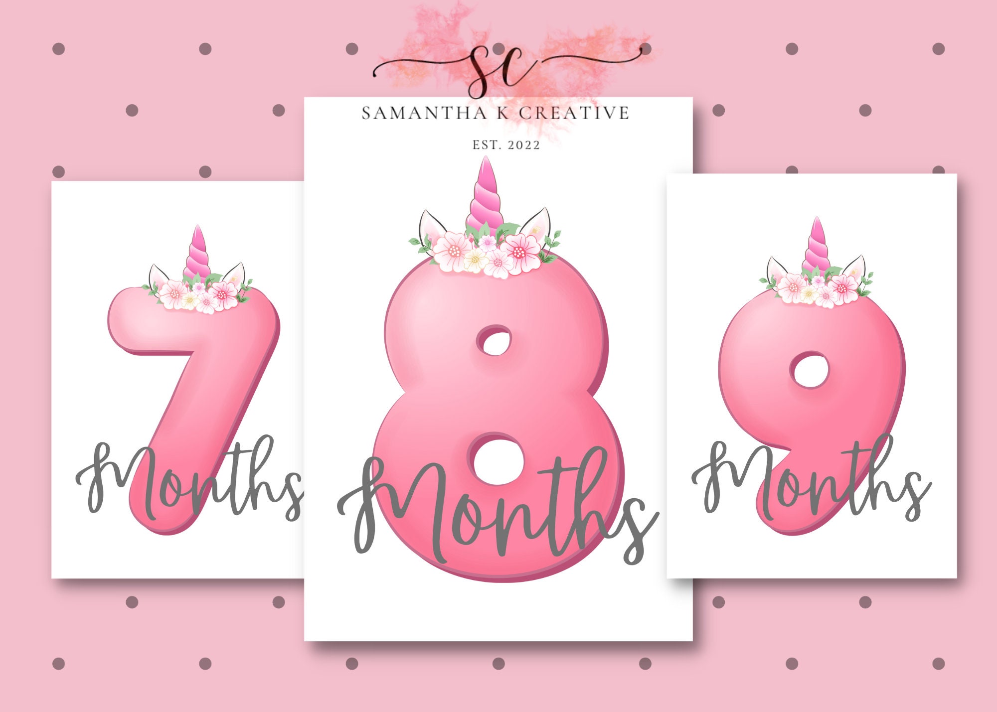 Pink Unicorn Baby Monthly Milestone *digital Download* - Etsy