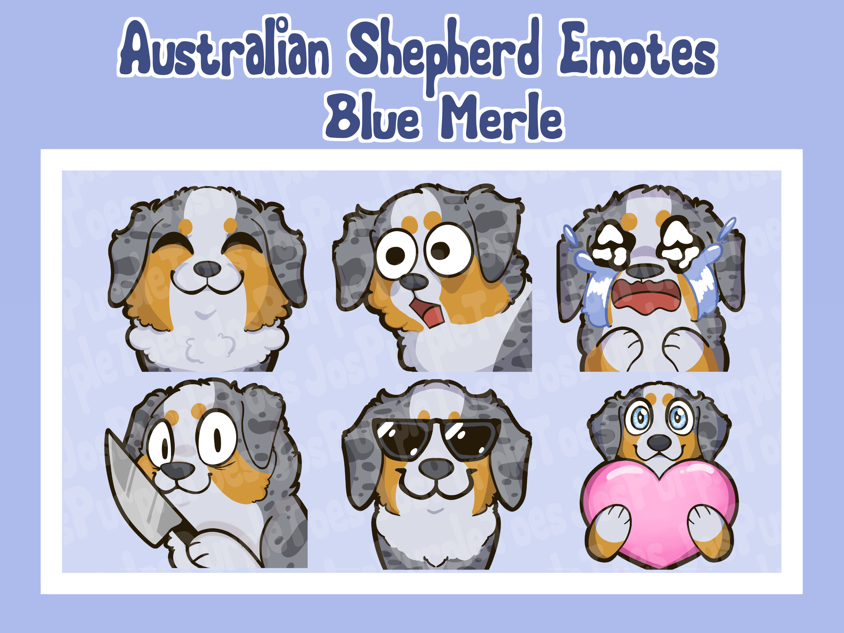 Australian Shepherd Dog Emotes Blue Merle for Twitch Youtube Stream and ...