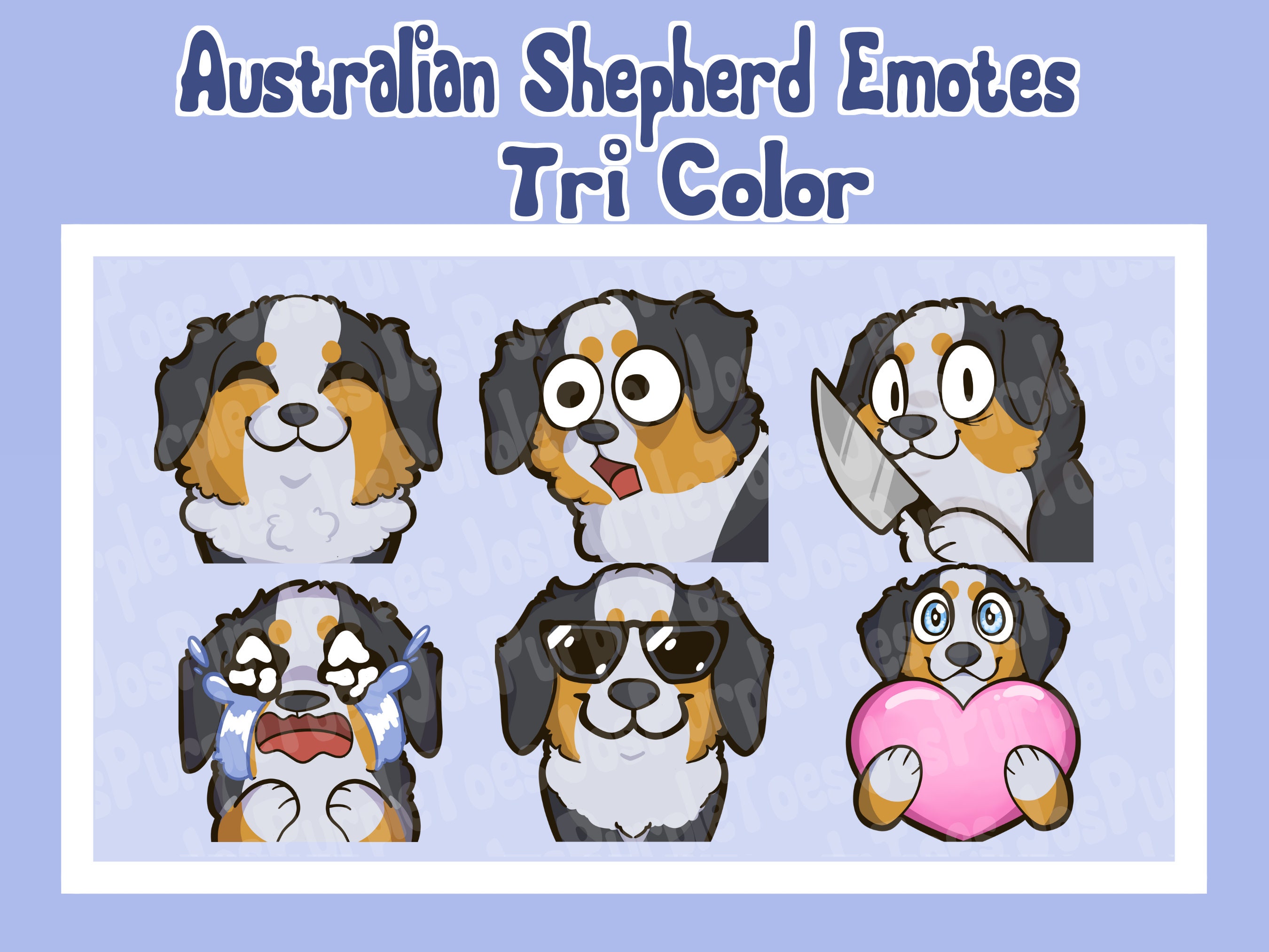 Australian Shepherd Puppy Dog Emotes Tricolor for Twitch Youtube Stream ...