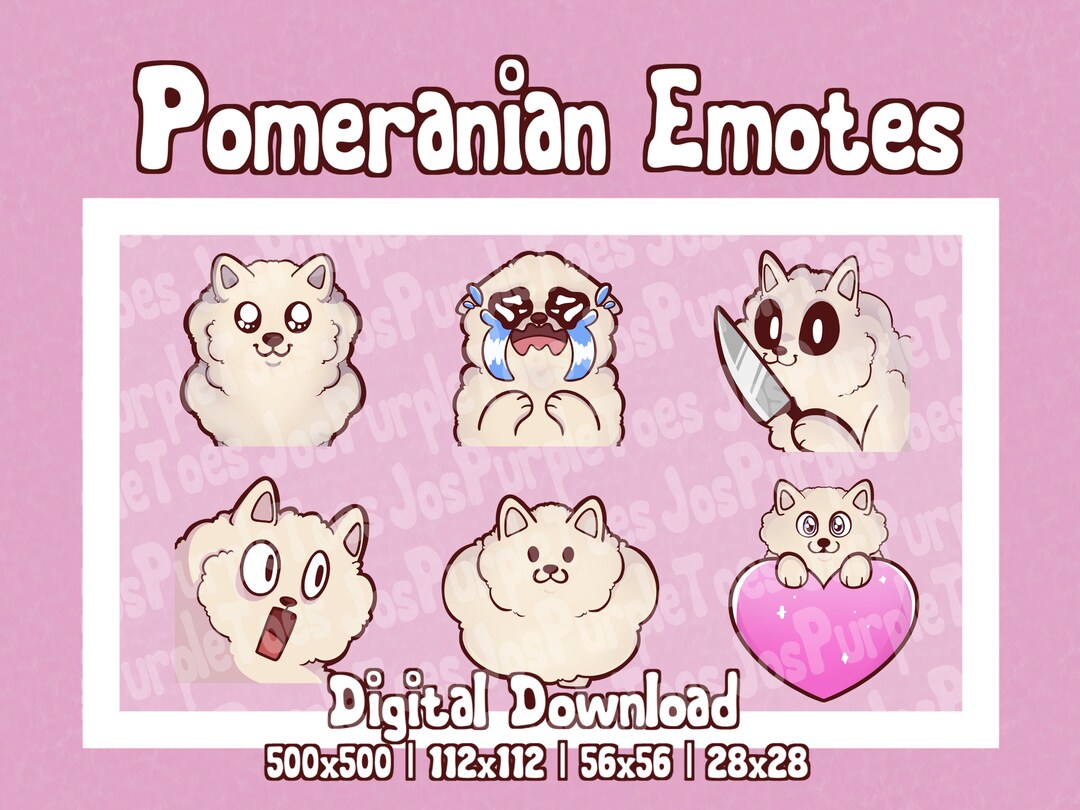 Pomeranian Emotes | Cute Fluffy White Puppy Dog Emotes for Twitch ...