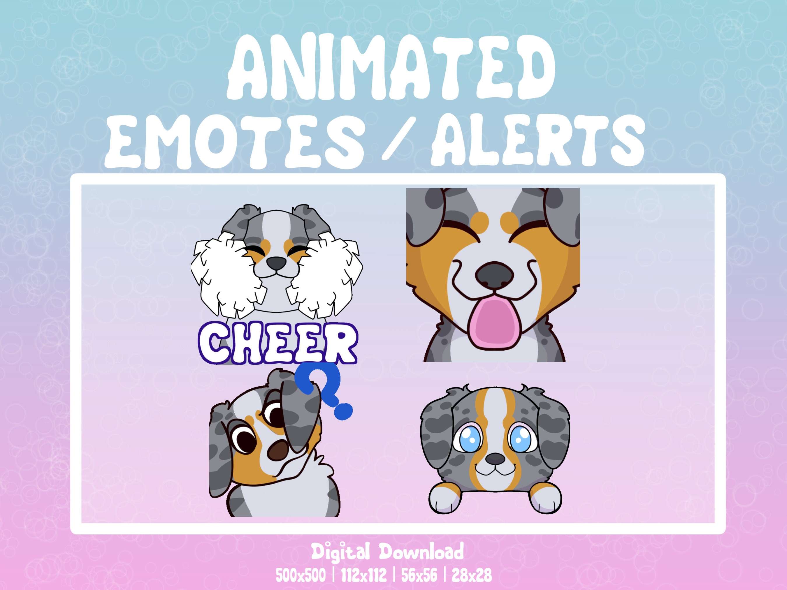Cute Blue Merle Australian Shepherd Puppy Dog ANIMATED Emotes or Alerts ...