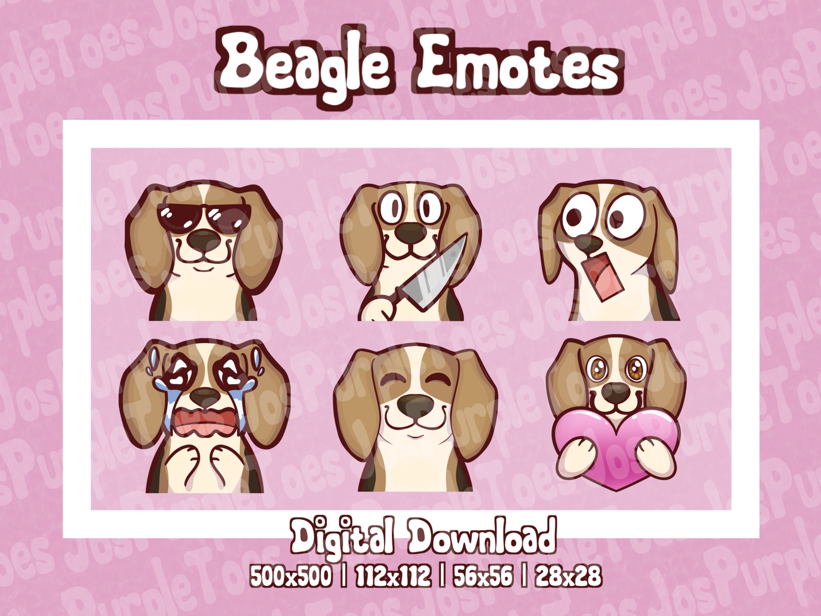 Adorable Beagle Puppy Dog Emotes for Streamers on Twitch Youtube and ...