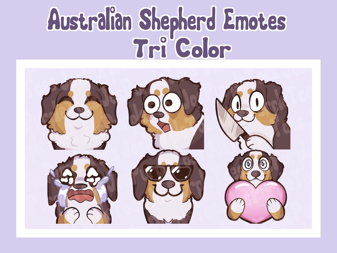 Australian Shepherd Dog Red Tricolor Emotes for Twitch Youtube Discord ...