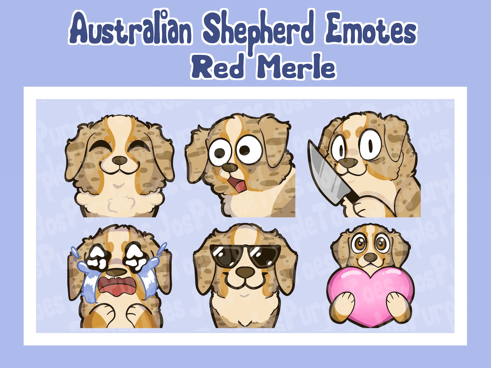 Australian Shepherd Dog Emotes Red Merle for Twitch Youtube Stream and ...
