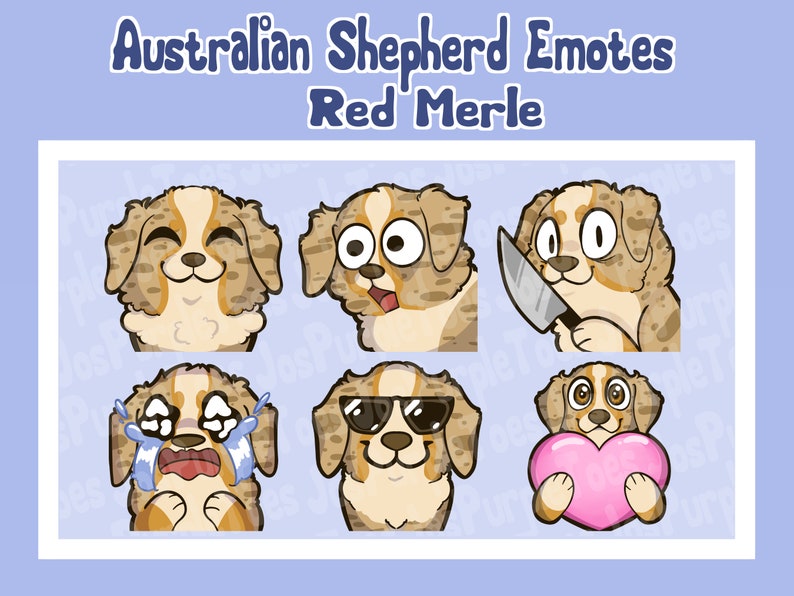 Australian Shepherd Dog Emotes Red Merle for Twitch Youtube Stream and ...