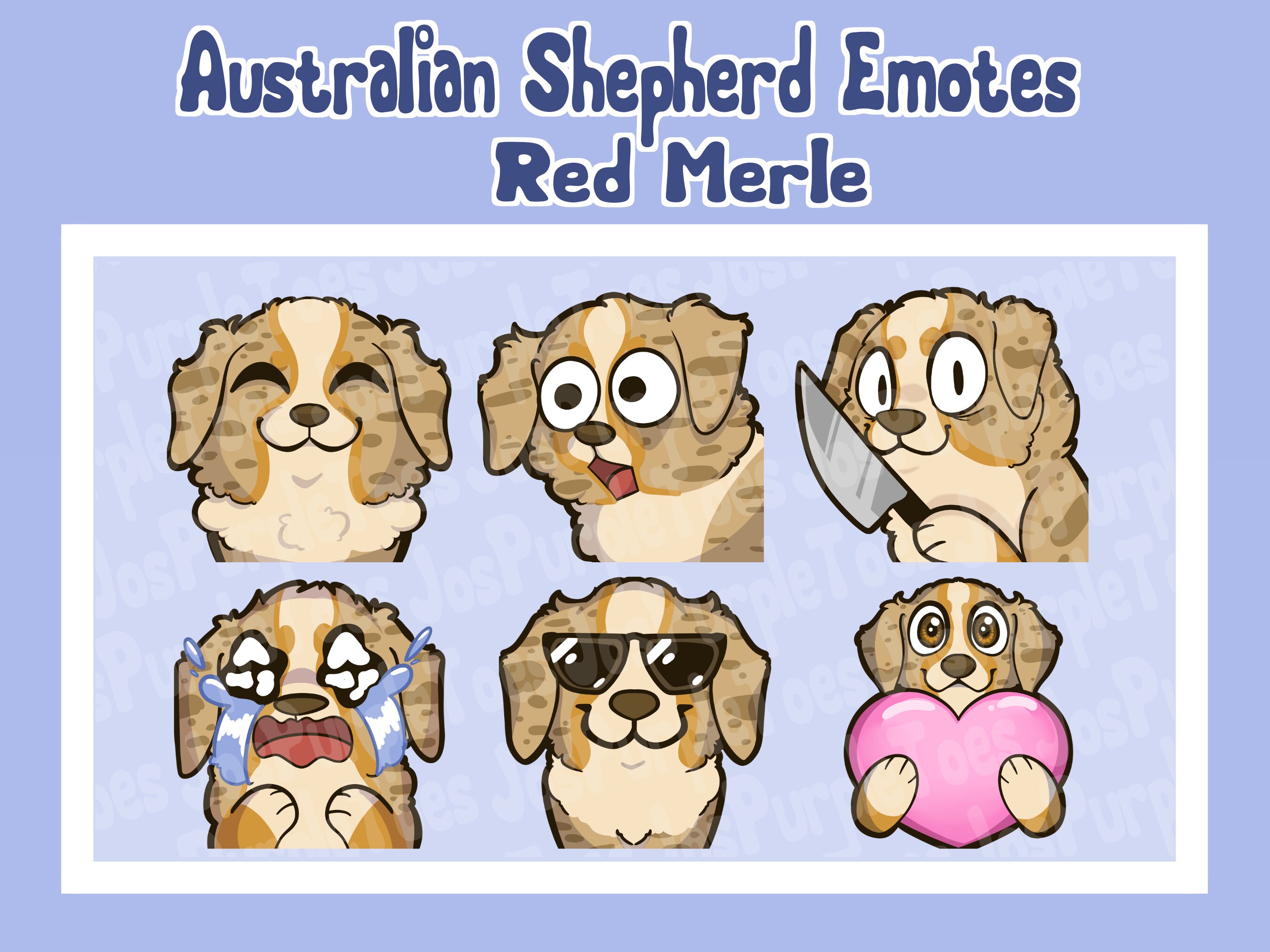 Australian Shepherd Dog Emotes Red Merle for Twitch Youtube Stream and ...