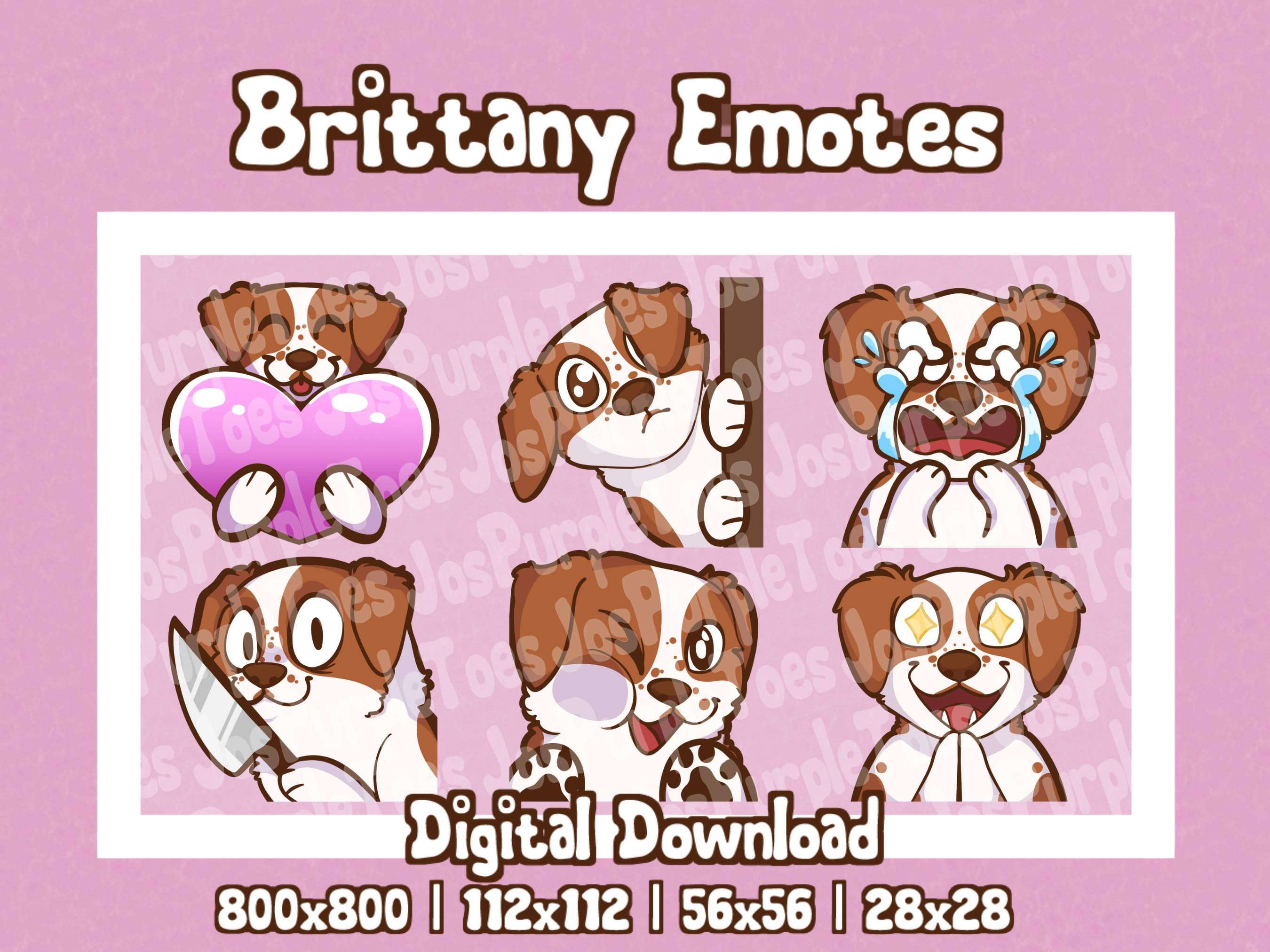 Cute Puppy Dog Brittany Spaniel Emotes for Stream on Twitch Youtube and ...