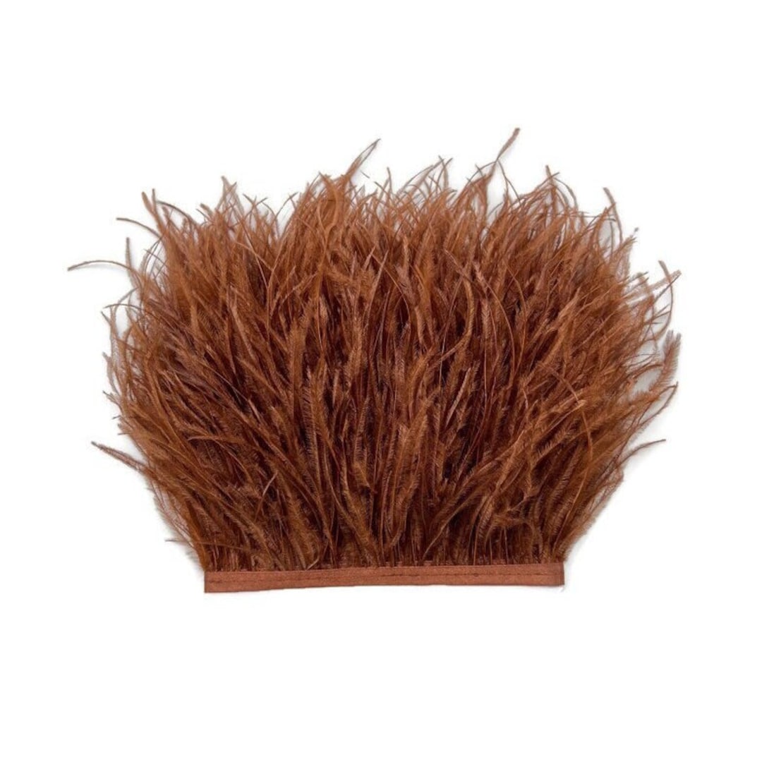 1 Yard - Brown Grizzly Ostrich Fringe Feather Trim Craft Supply ...