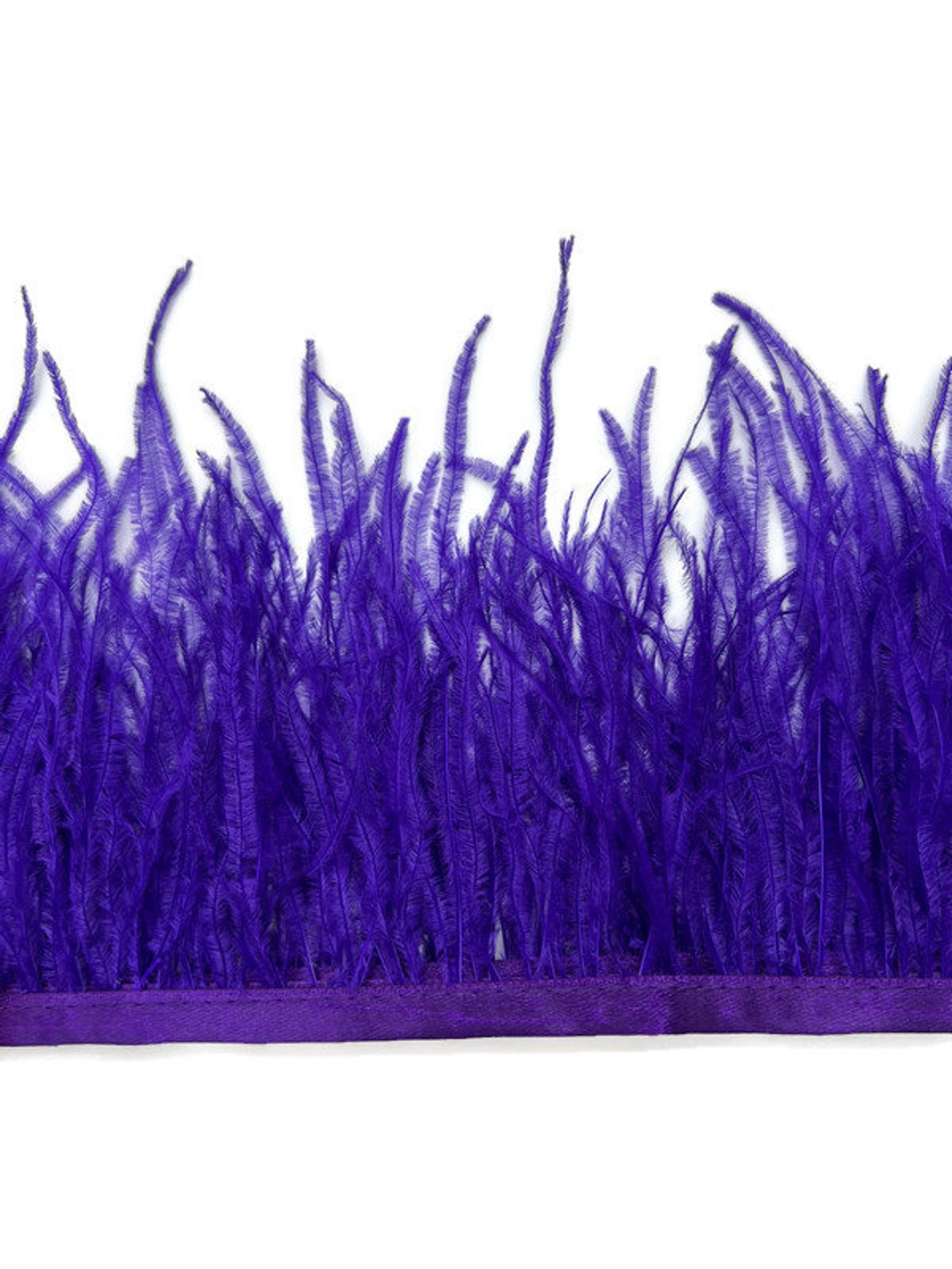 1 Yard Bright Purple Ostrich Fringe Feather Trim Craft Supply Halloween ...