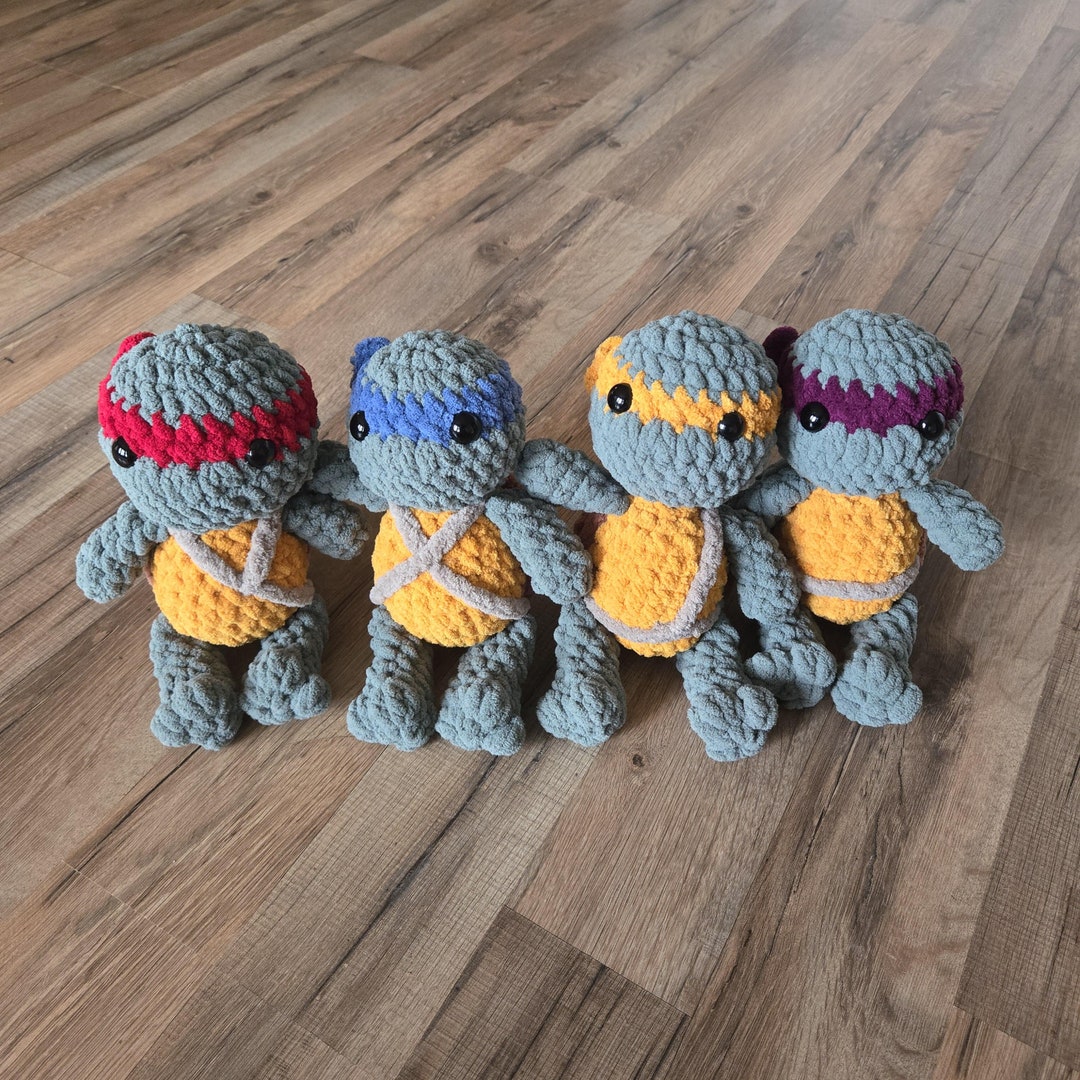 Teenie Turtles Crochet Plushy Ninja Stuffie Ready to Ship - Etsy