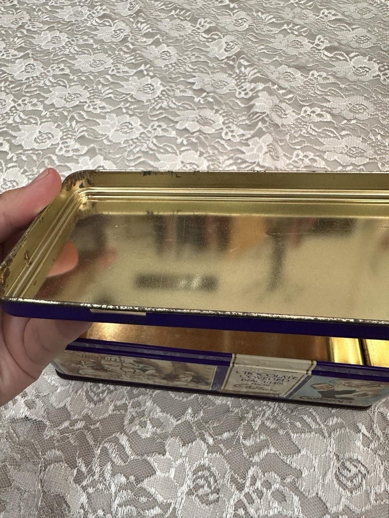 Vintage 90s Cadbury Chocolate Biscuits Tin Made in England Block Ads ...